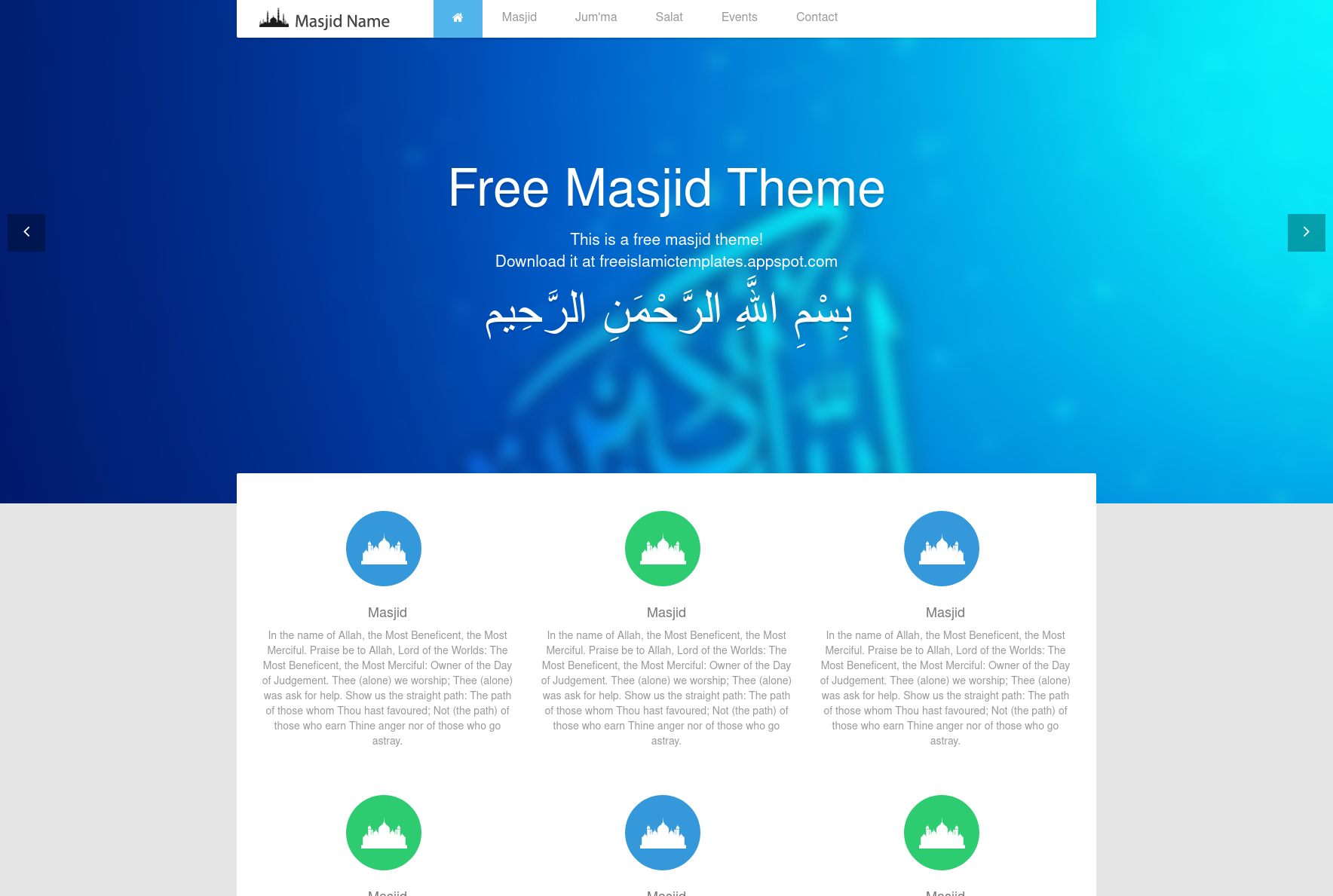 Free Masjid One Page HTML Template | Free Islamic Templates Community